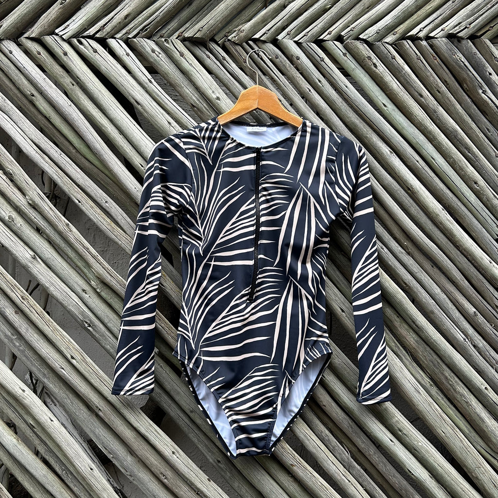 Surf Sense | Midnight Palm Front Zip Swimsuit – Surf Sense SA